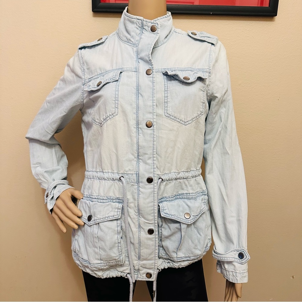 Baby Blue Utility Jacket With Snaps And Drawstring Sz… - Gem